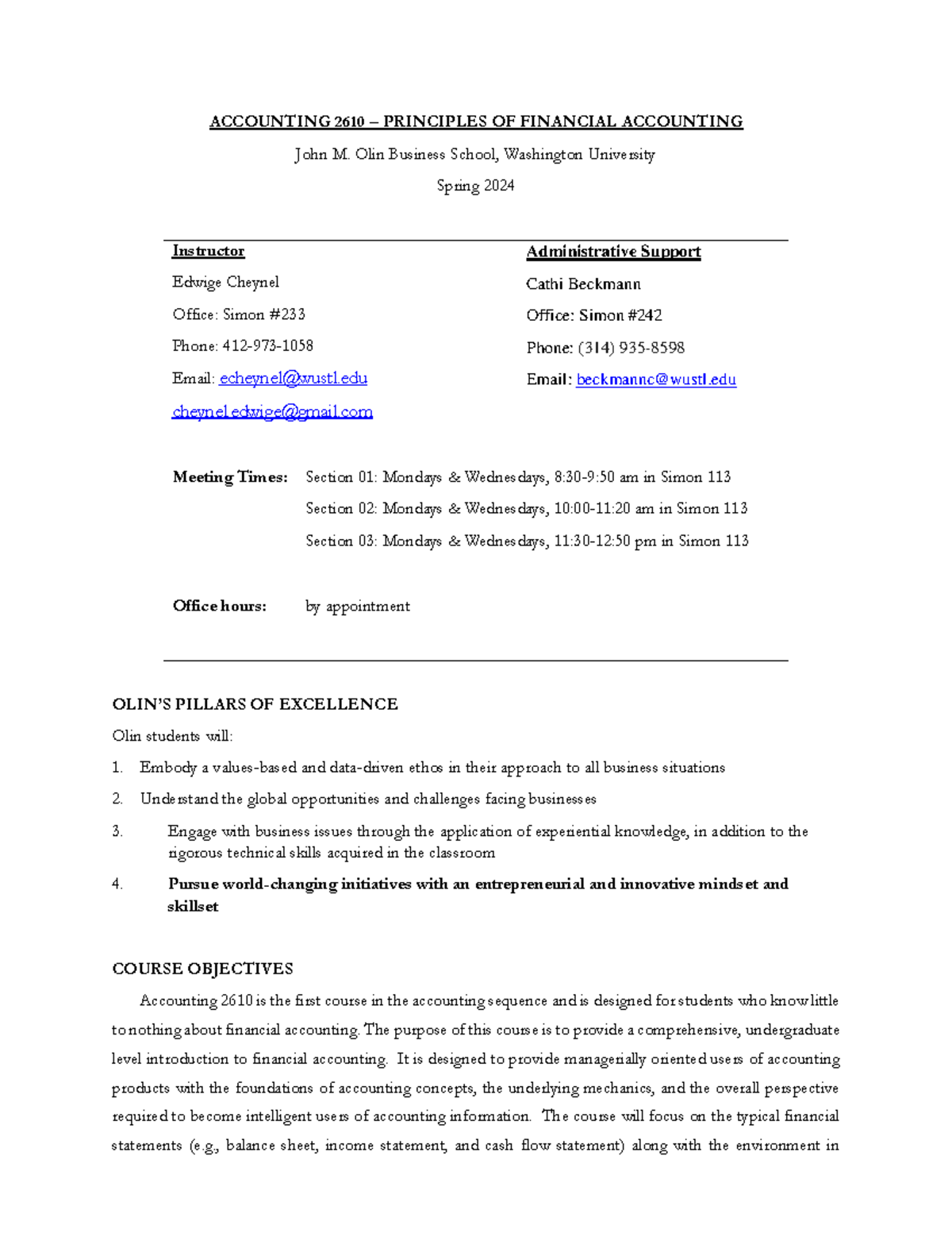 Syllabus for Accounting 2610: Principles of Financial Accounting ...