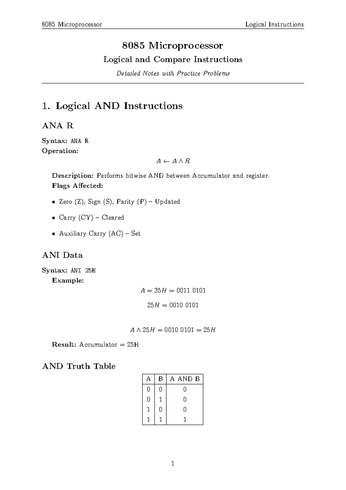 8085 Microprocessor Logical Instructions: Detailed Notes & Practice ...