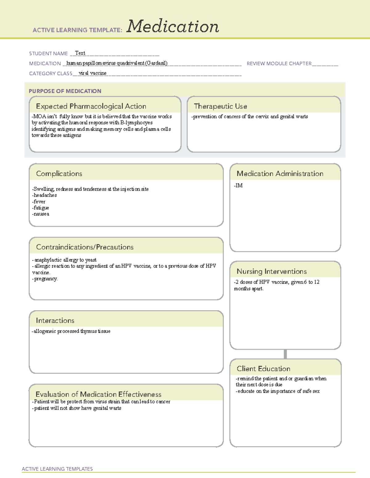 ACTIVE LEARNING TEMPLATE: HPV Vaccine Review Module - Studocu