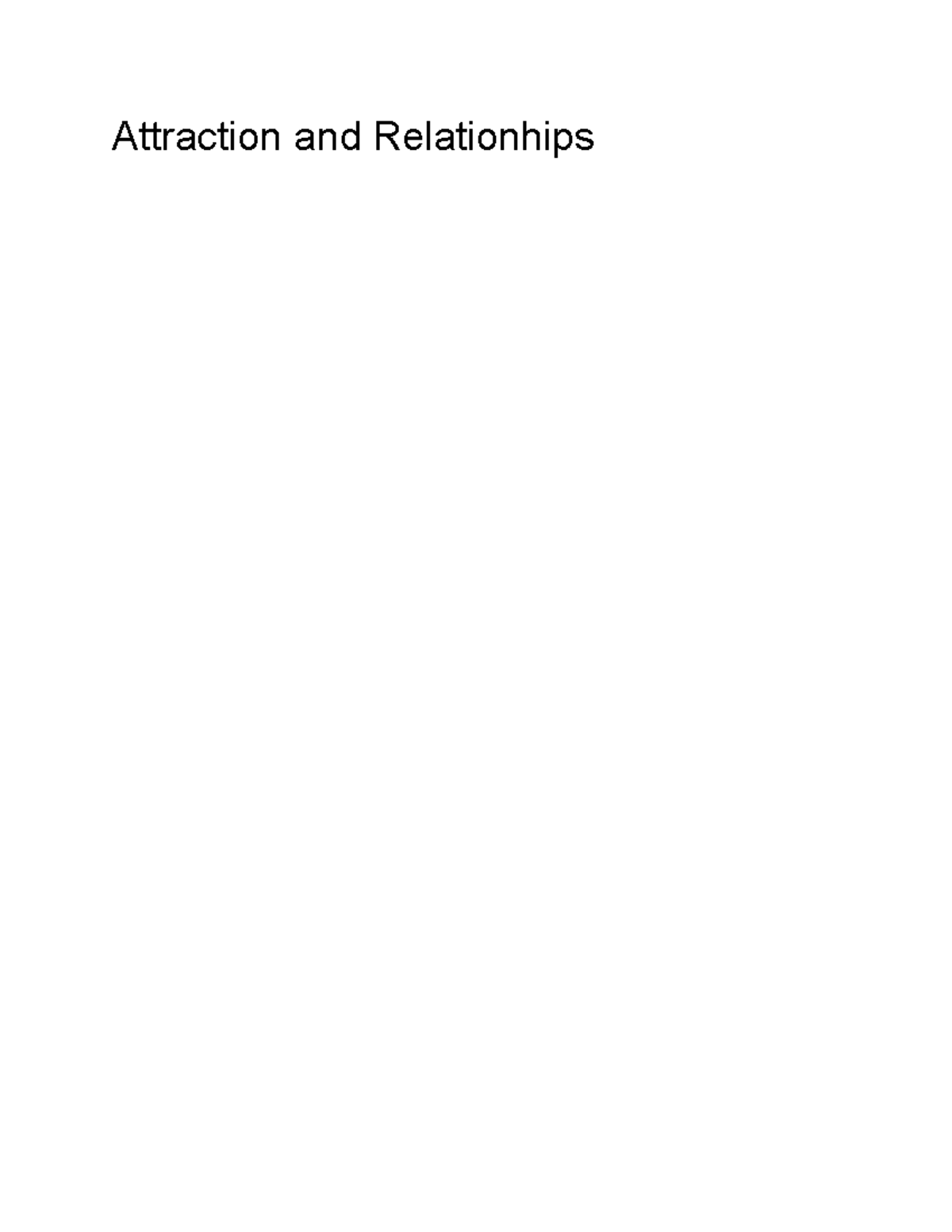Psychology of Attraction and Relationships: Chapter Notes - Studocu