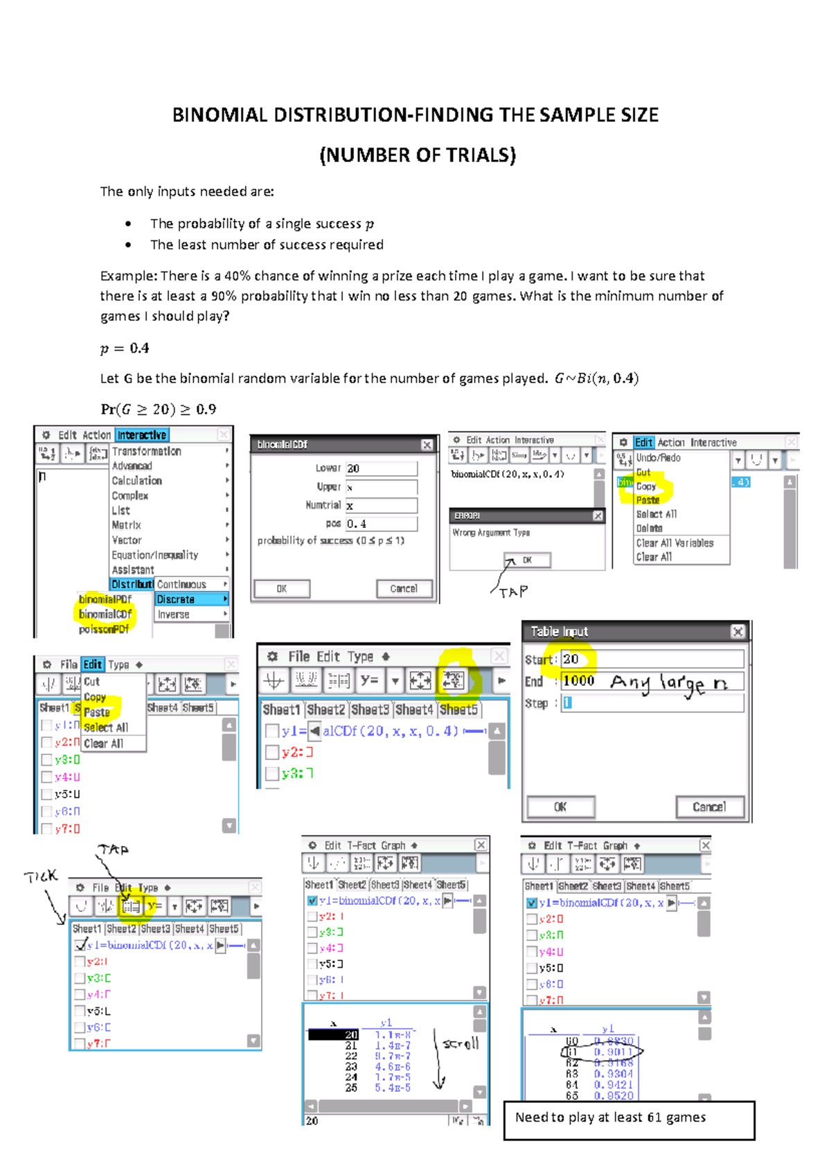 BINOMIAL & CONTINUOUS PROBABILITY DISTRIBUTION HOW-TO SHEETS (2021) - Studocu