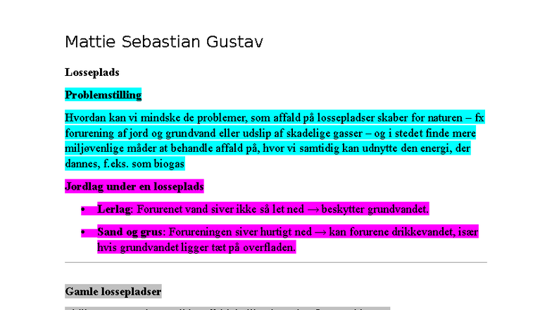 Losseplads Problemstilling: Miljøvenlige Affaldsløsninger - Studocu