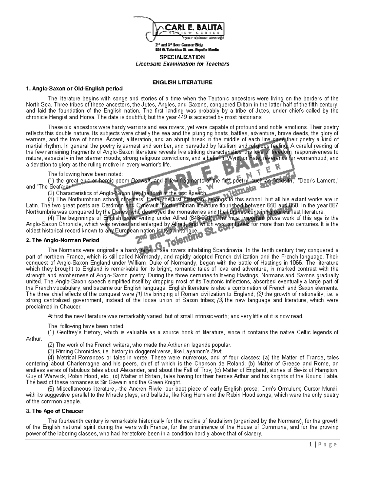English Major LPT - LET Reviewer: Key Concepts in English Literature ...
