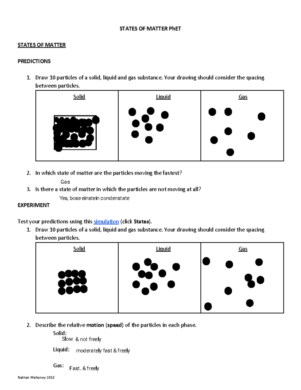 States of Matter: PhET Simulation Predictions & Experiments - Studocu