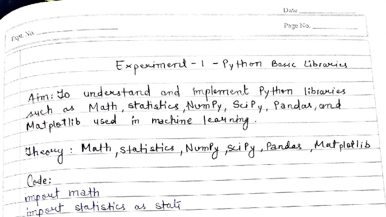 Python Basic Libraries & Data Preprocessing - Exp 1-4 Notes - Studocu