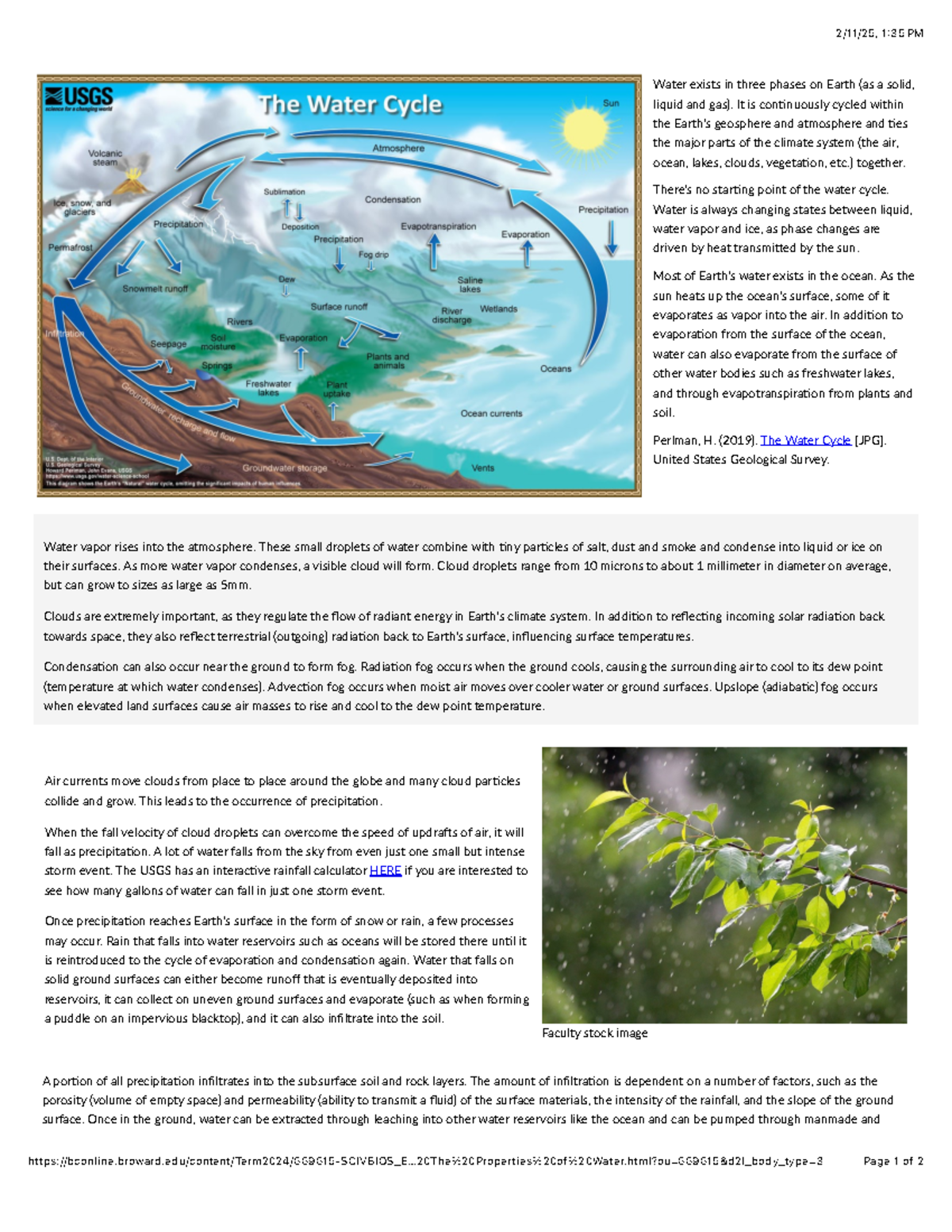 Unit 3.2: The Water Cycle Overview - EVR1001 Environmental Science - 2 ...