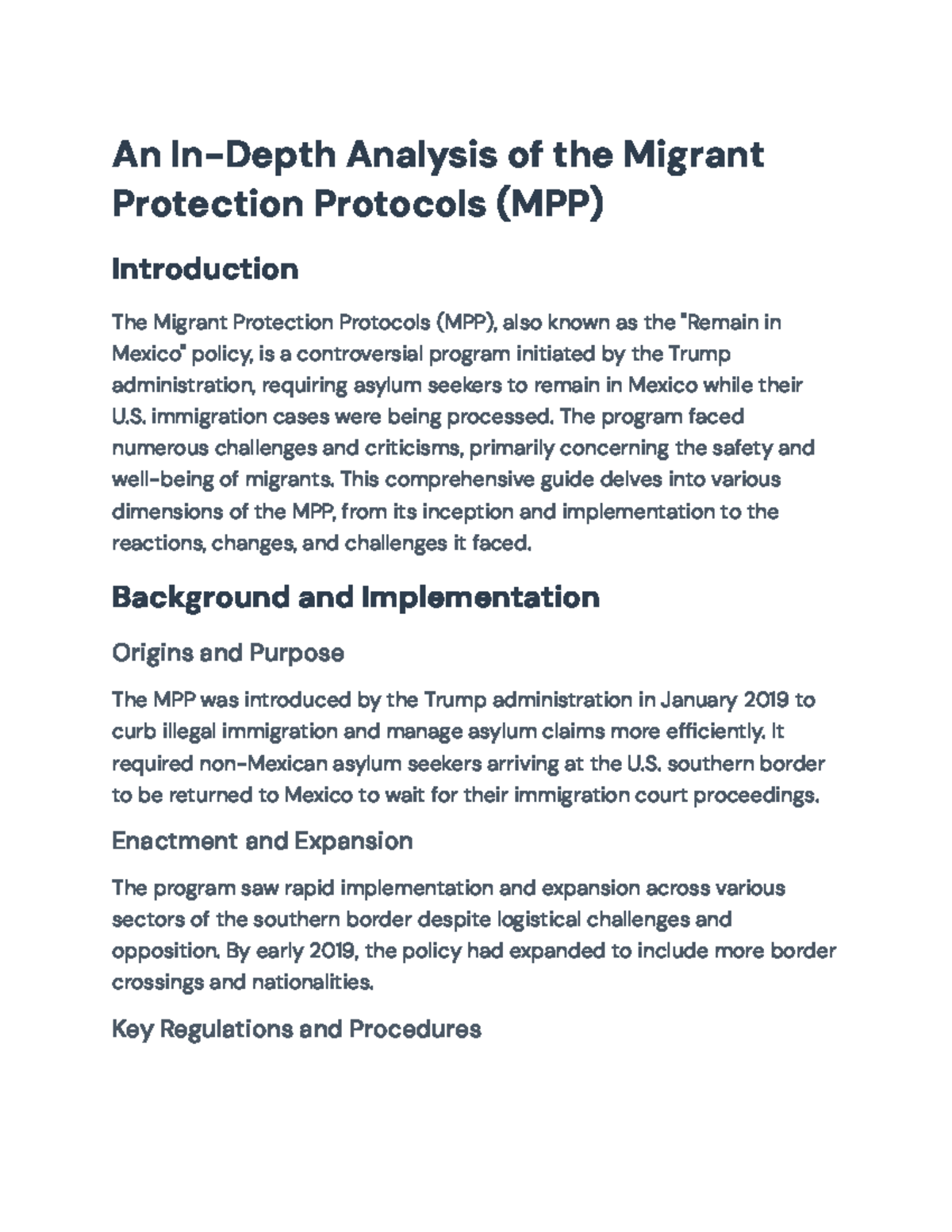 Migrant Protection Protocols (MPP) Analysis: Challenges & Changes - An ...