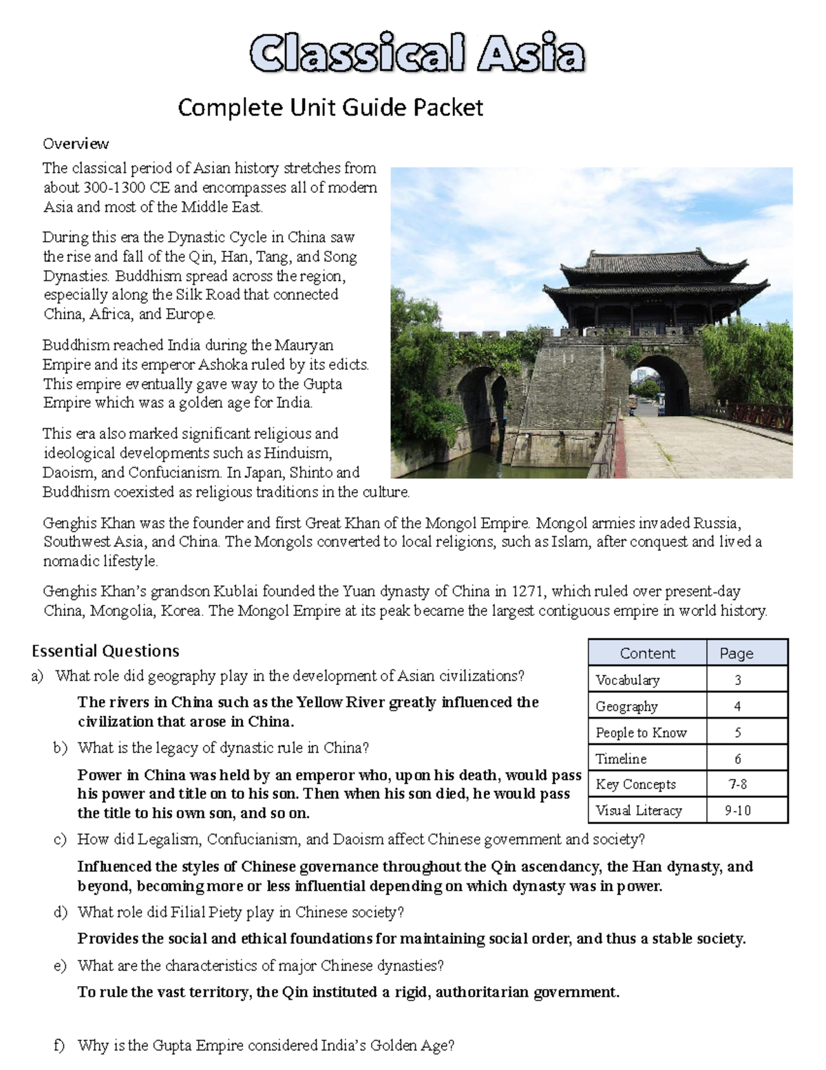 Classical Asia Unit Guide (300-1300 CE): Dynasties, Religion & Culture ...