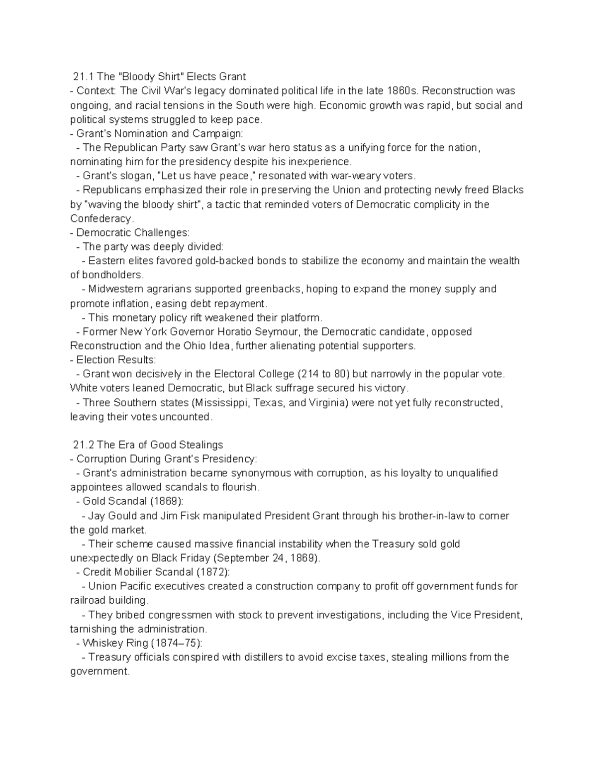 APUSH Booknotes: Chapter 21 - The Political Landscape Post-Civil War ...