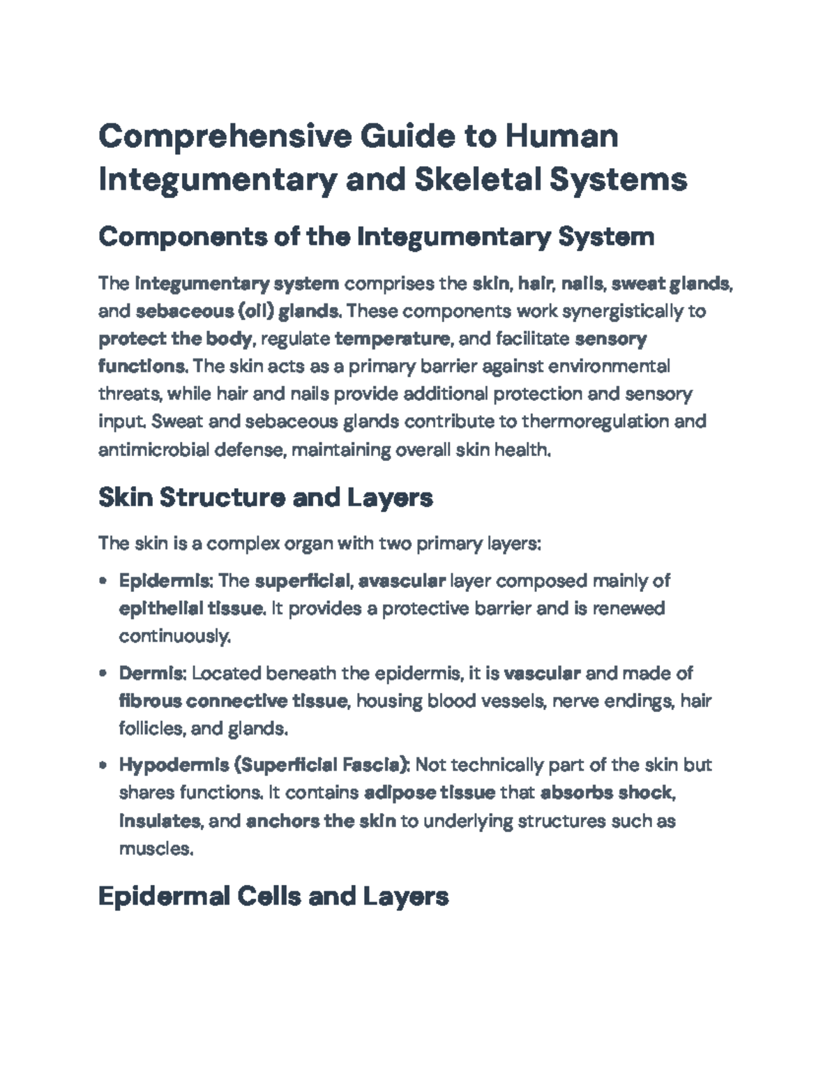Comprehensive Guide to Integumentary & Skeletal Systems (BIOL 101 ...