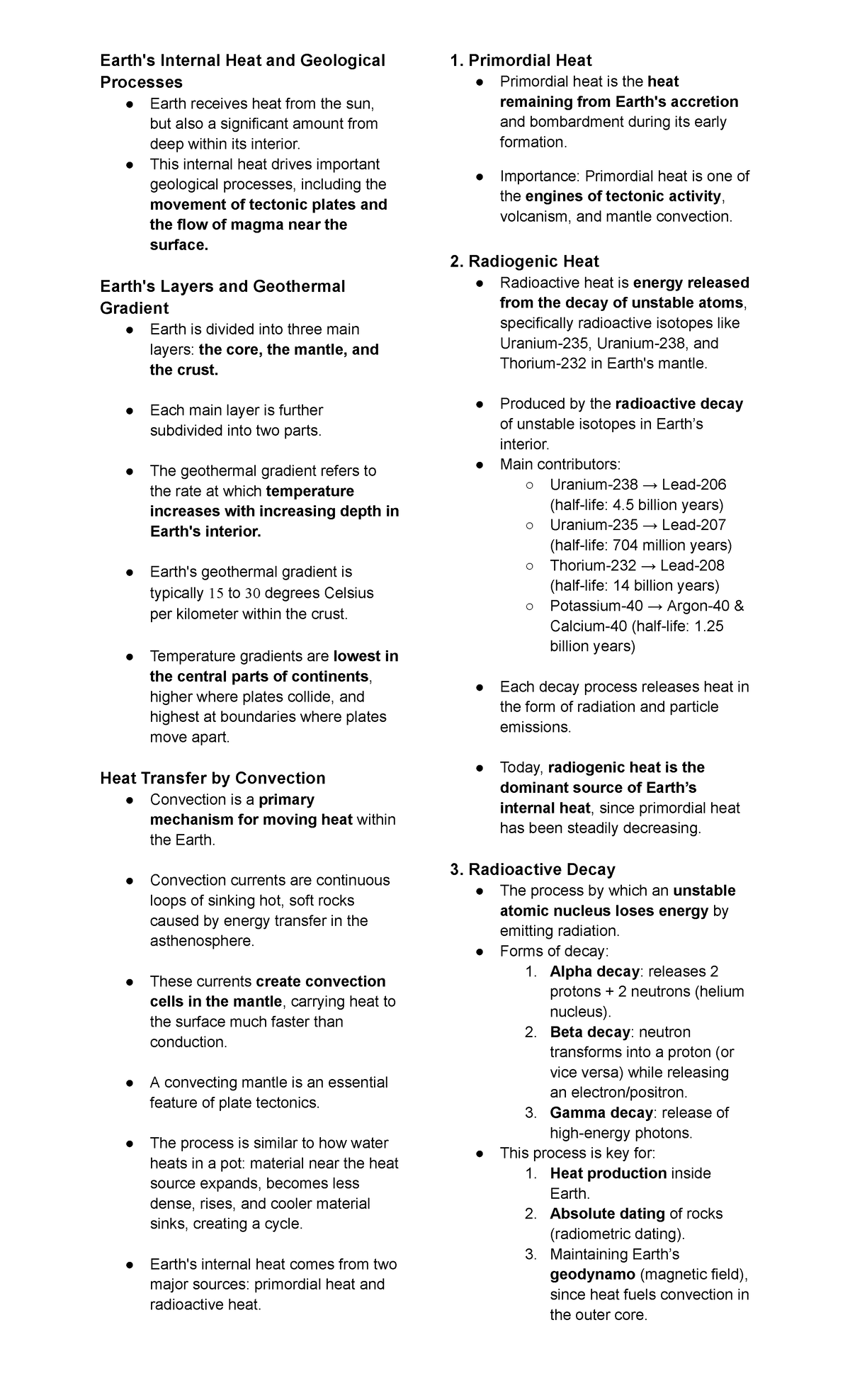 EALS- Reviewer: Internal Heat and Geological Processes Explained - Studocu