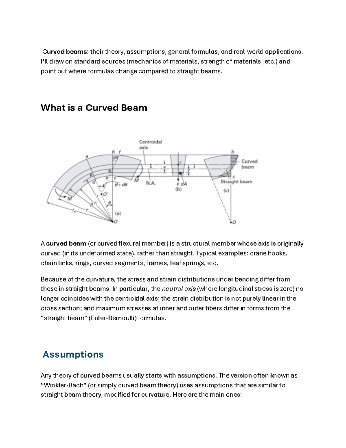 Curved Beams: Theory, Assumptions, Formulas & Applications (ENG 101 ...