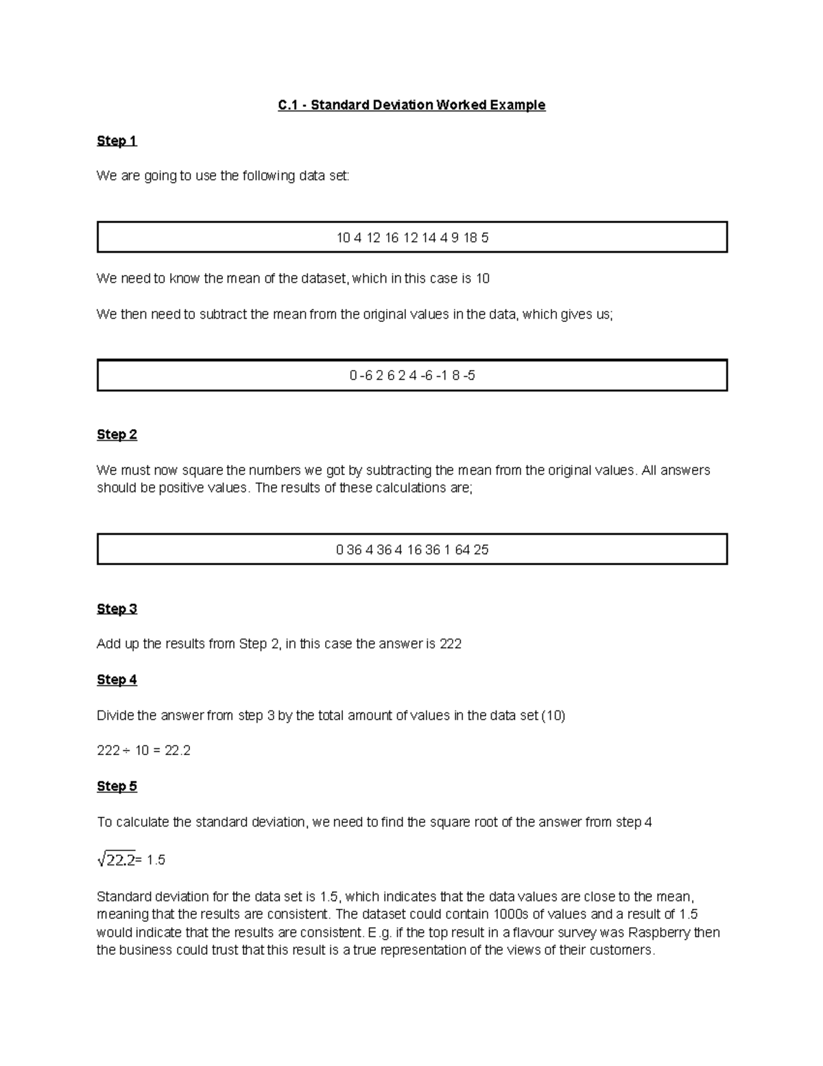 C1 Standard Deviation Worked Example: Step-by-Step Calculation Guide ...