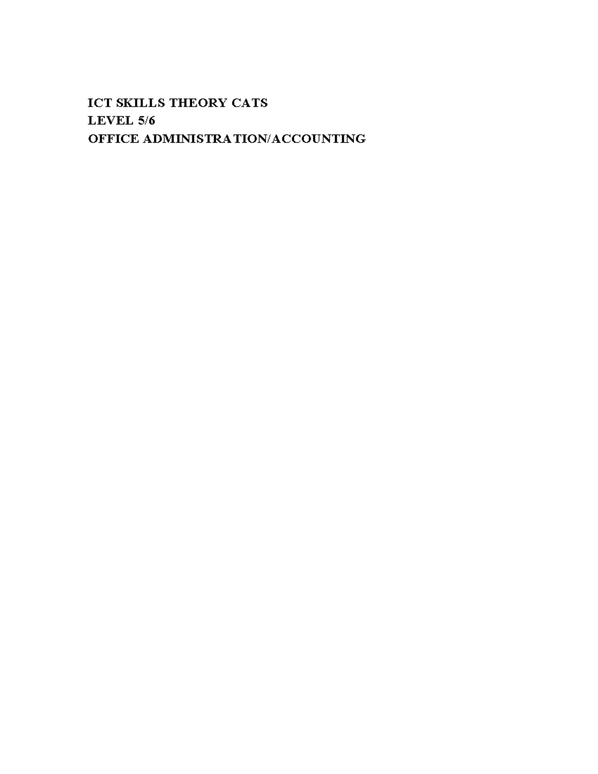 ICT Skills Theory & Job Entry Techniques CAT 1 & CAT 3 Exam Notes - Studocu