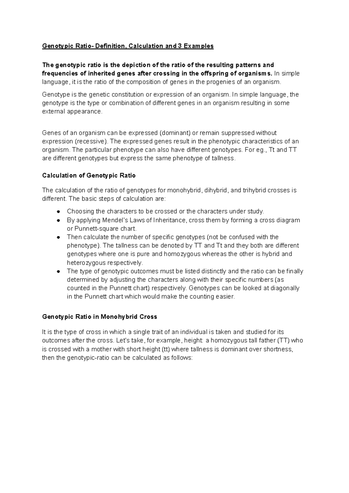 Genetics - genotypic ratio - Genotypic Ratio- Definition, Calculation ...
