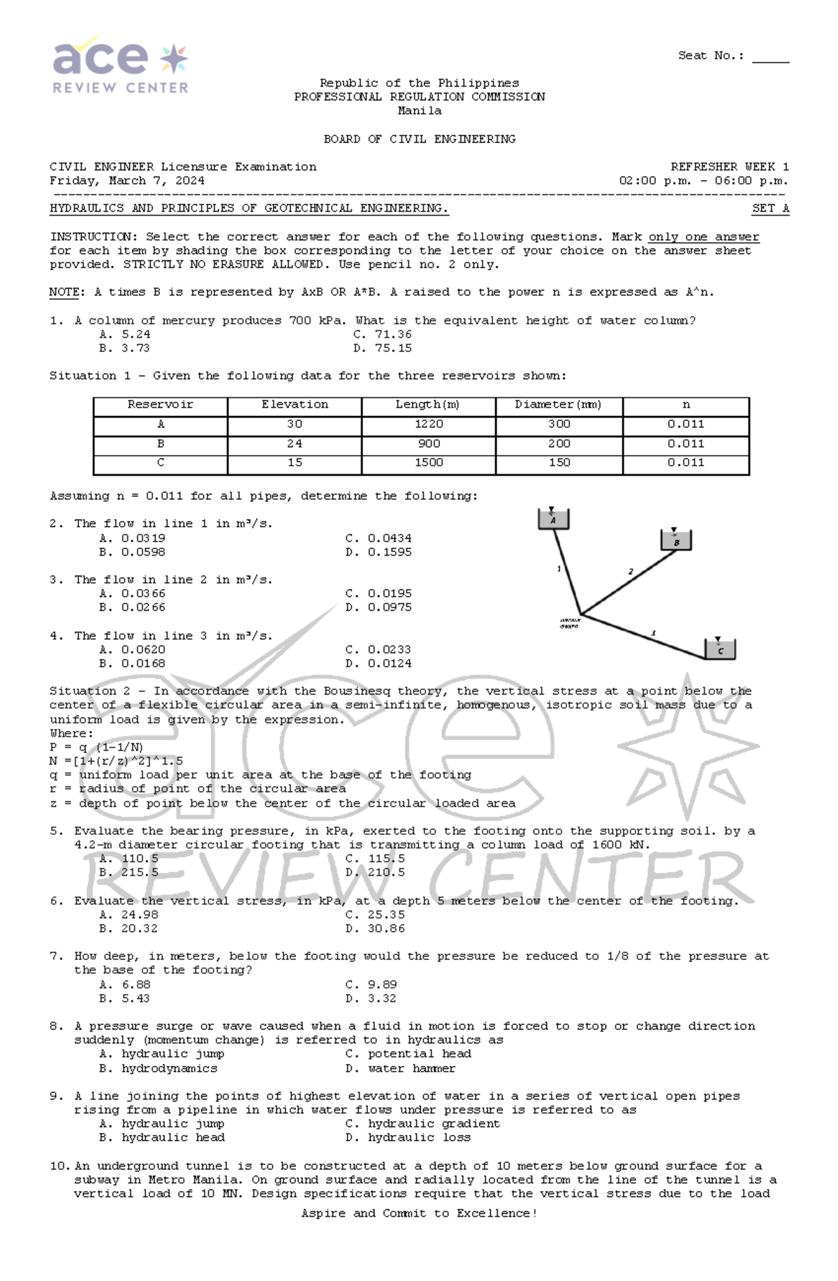 HGE Refresher Week 1: Hydraulics & Geotechnical Exam Notes - Studocu