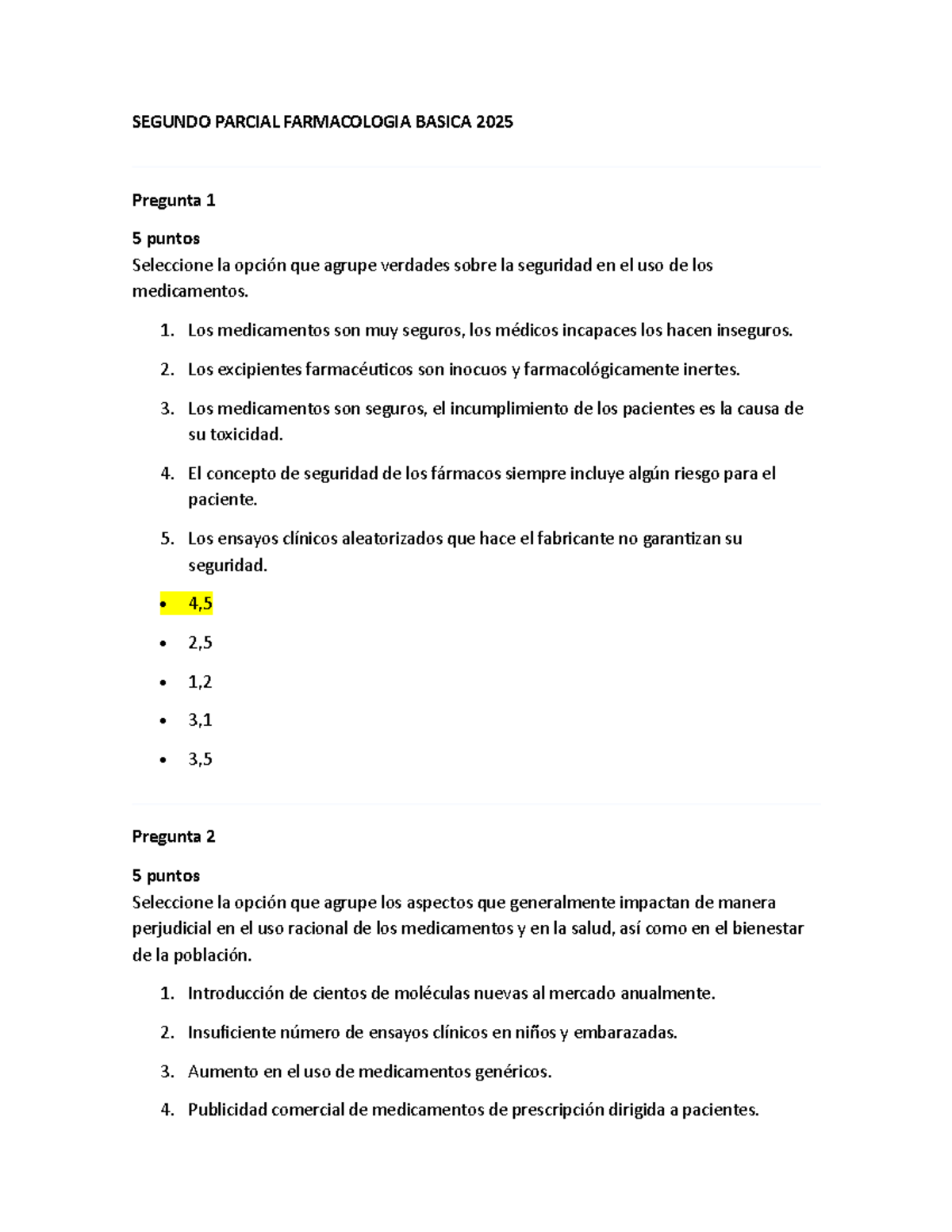 Segundo Parcial de Farmacología Básica 2025: Preguntas y Respuestas - Studocu
