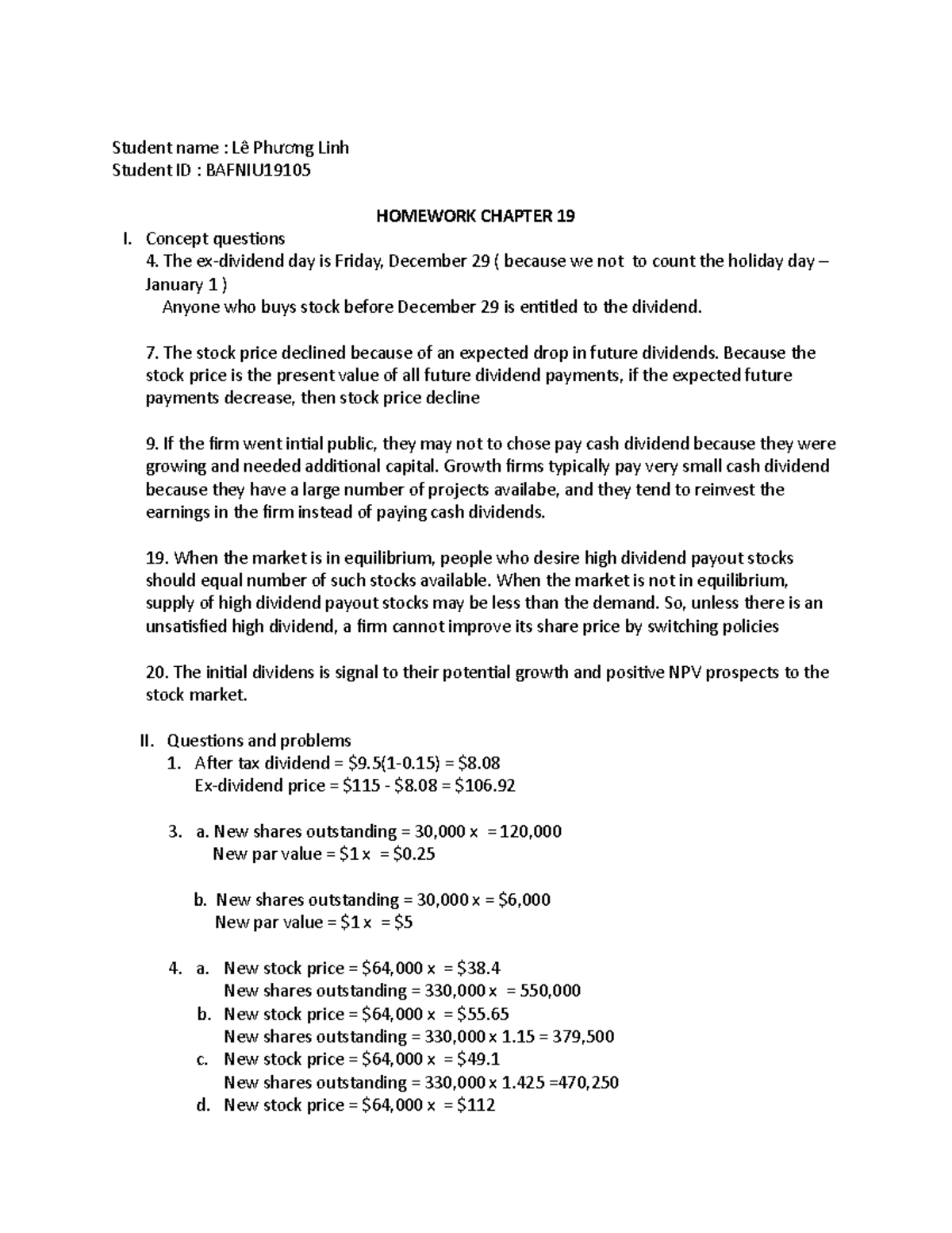 CF-CHAP-19 - Homework on Dividend Concepts and Calculations - Studocu
