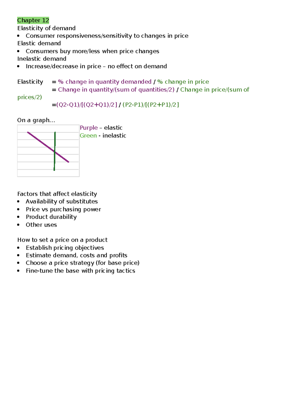 MarkMan 214 Term 2 Class Notes: Elasticity of Demand Analysis - Studocu