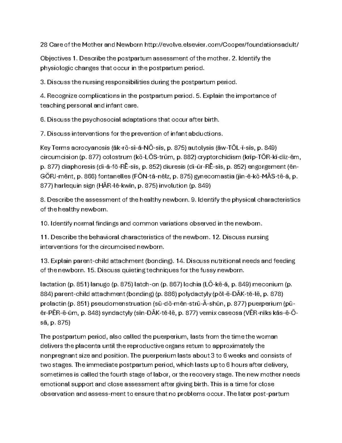 28 Care of the Mother and Newborn: Postpartum Assessment and Nursing ...
