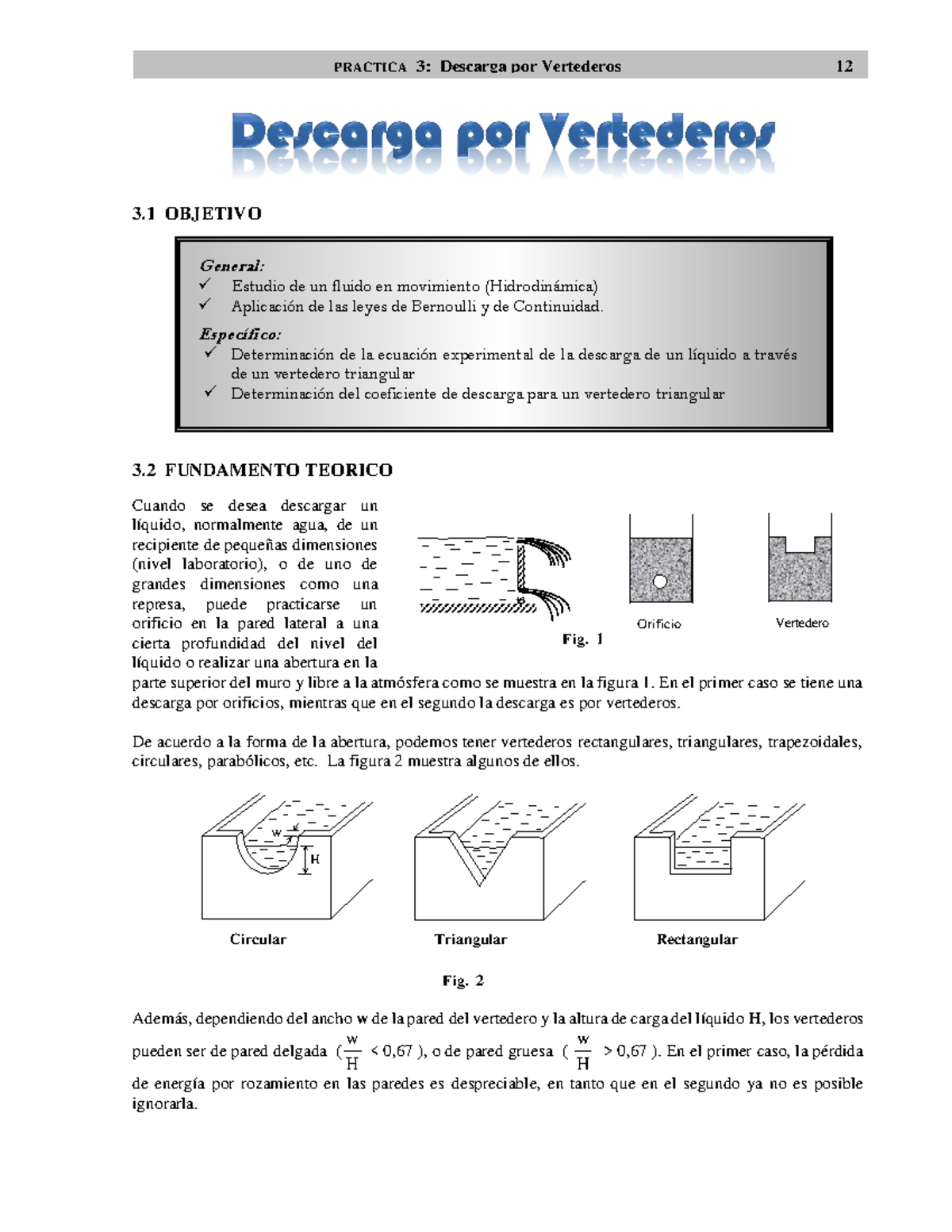 3. Laboratorio de Hidrodinámica: Estudio de Vertederos Triangulares ...