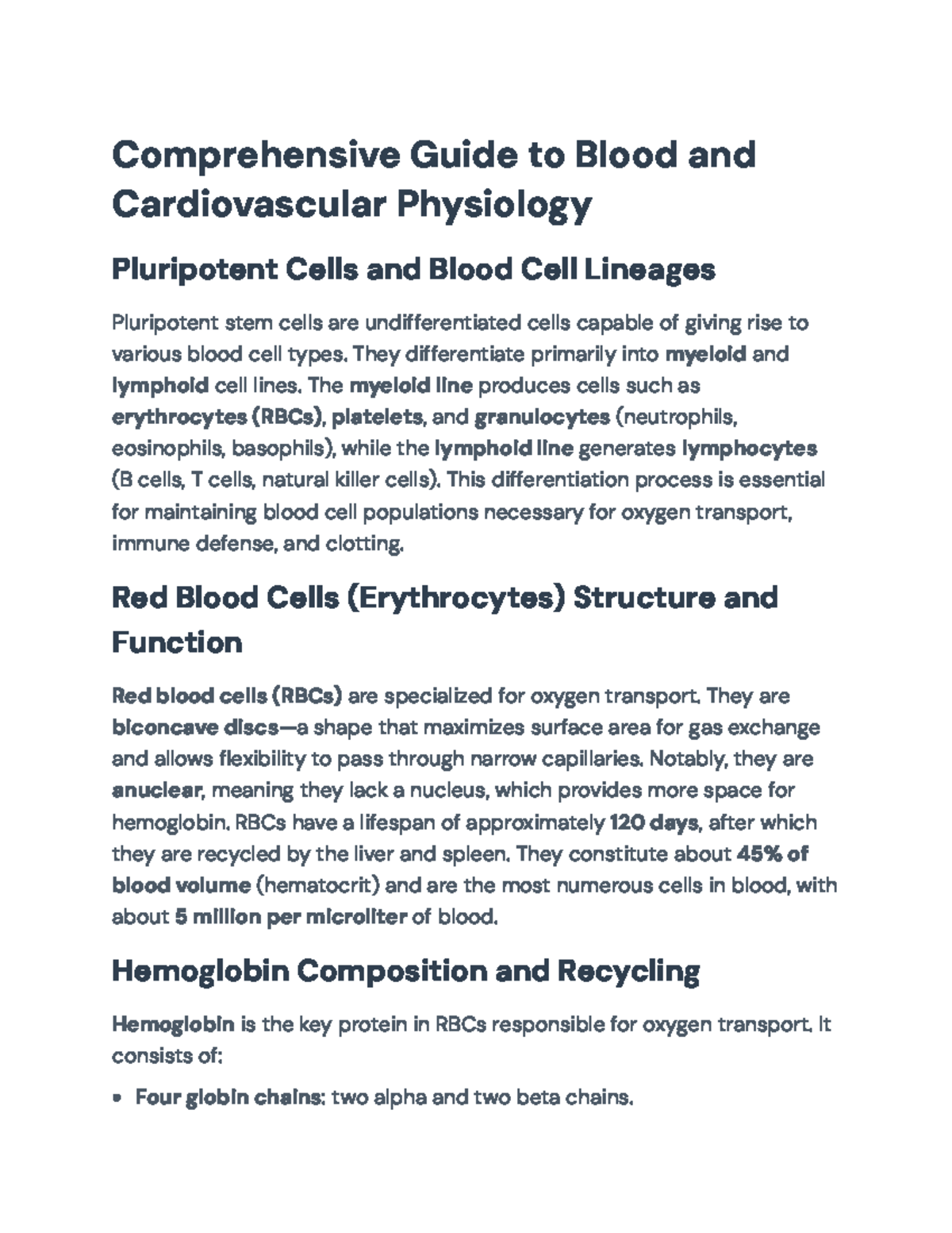 Comprehensive Study Notes on Blood & Cardiovascular Physiology (BIO 101 ...