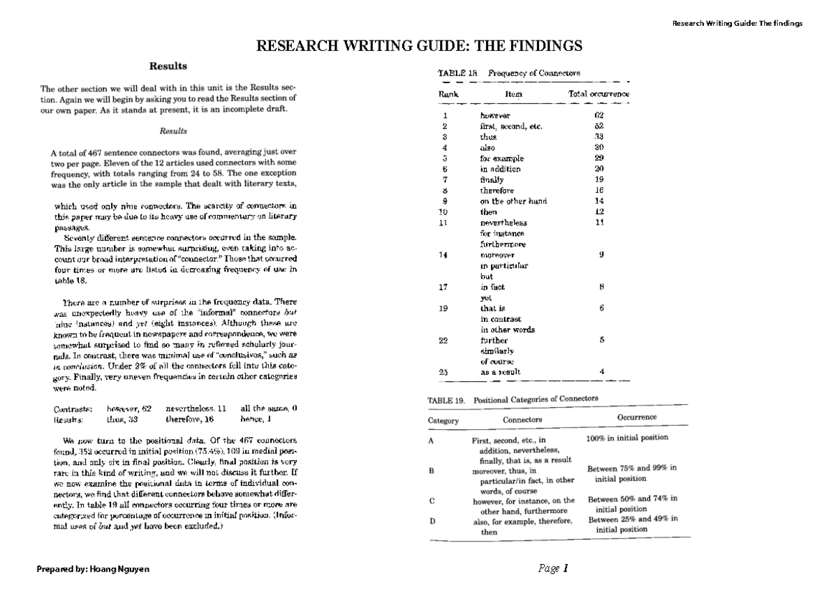 Research Writing Guide: Findings Overview and Data Commentary - Studocu