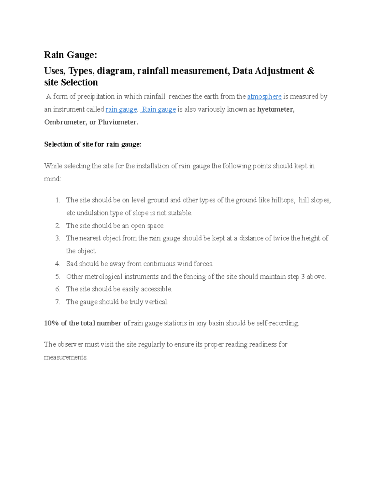 Hydrology - Rain Gauge - soil compaction - Rain Gauge: Uses, Types ...