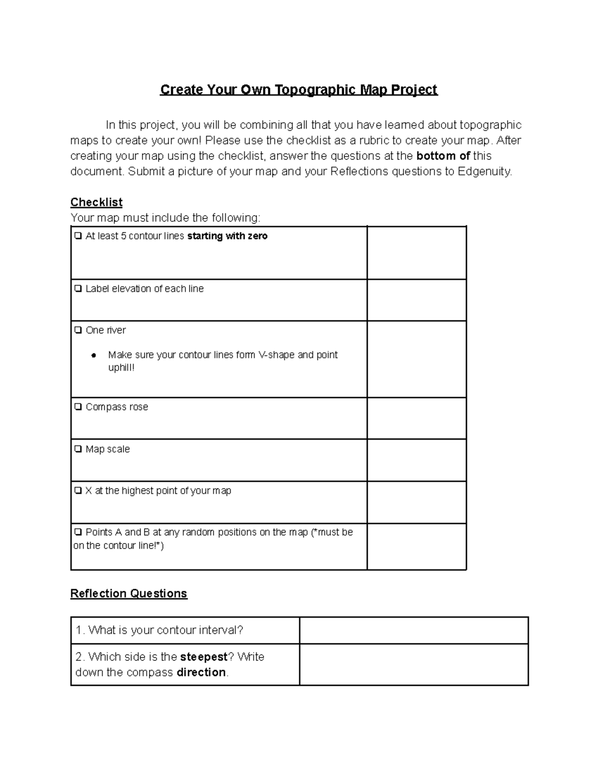 Topographic Map Project: Create Your Own (Geo 101 Assignment) - Studocu