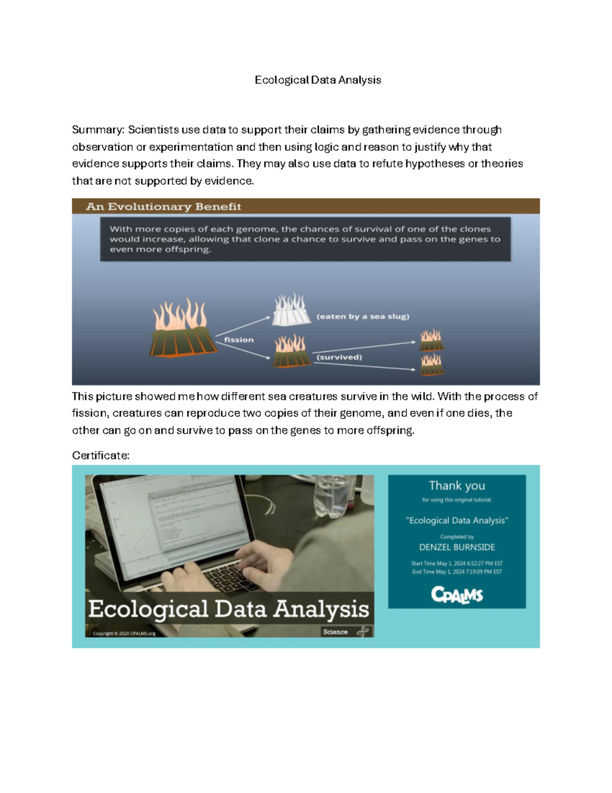 Document 7 - Work ig - Ecological Data Analysis Summary: Scientists use ...