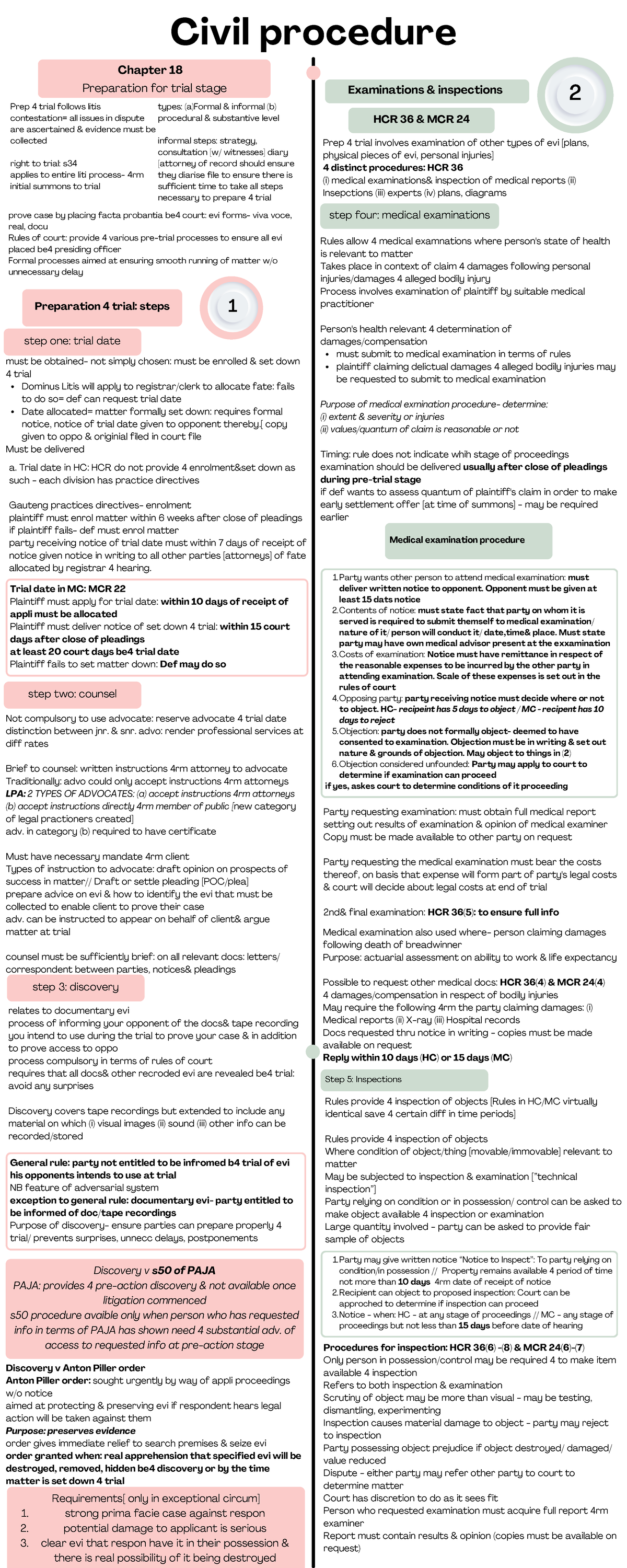Civil Procedure CH18-19: Preparation for Trial Stage & Key Processes ...