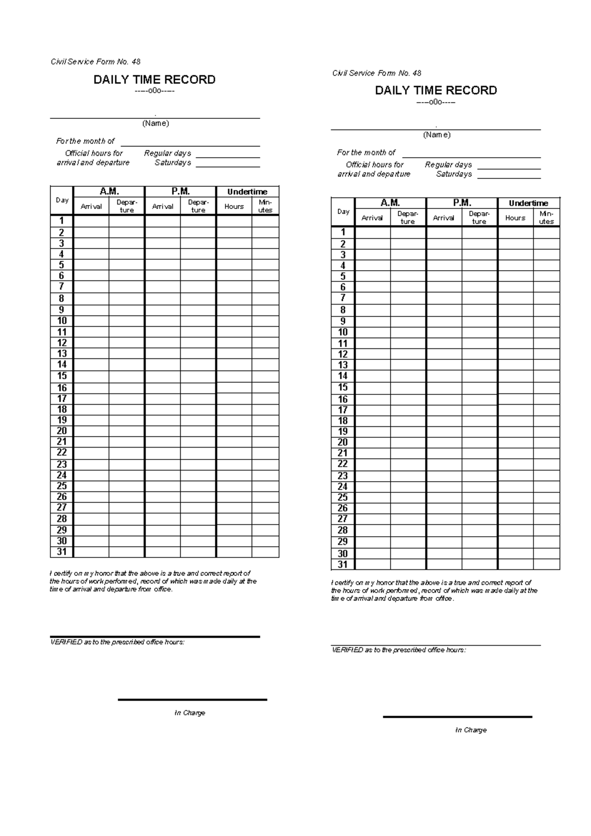 DTR- Daily Time Record Form for On-the-Job Training Documentation - Studocu