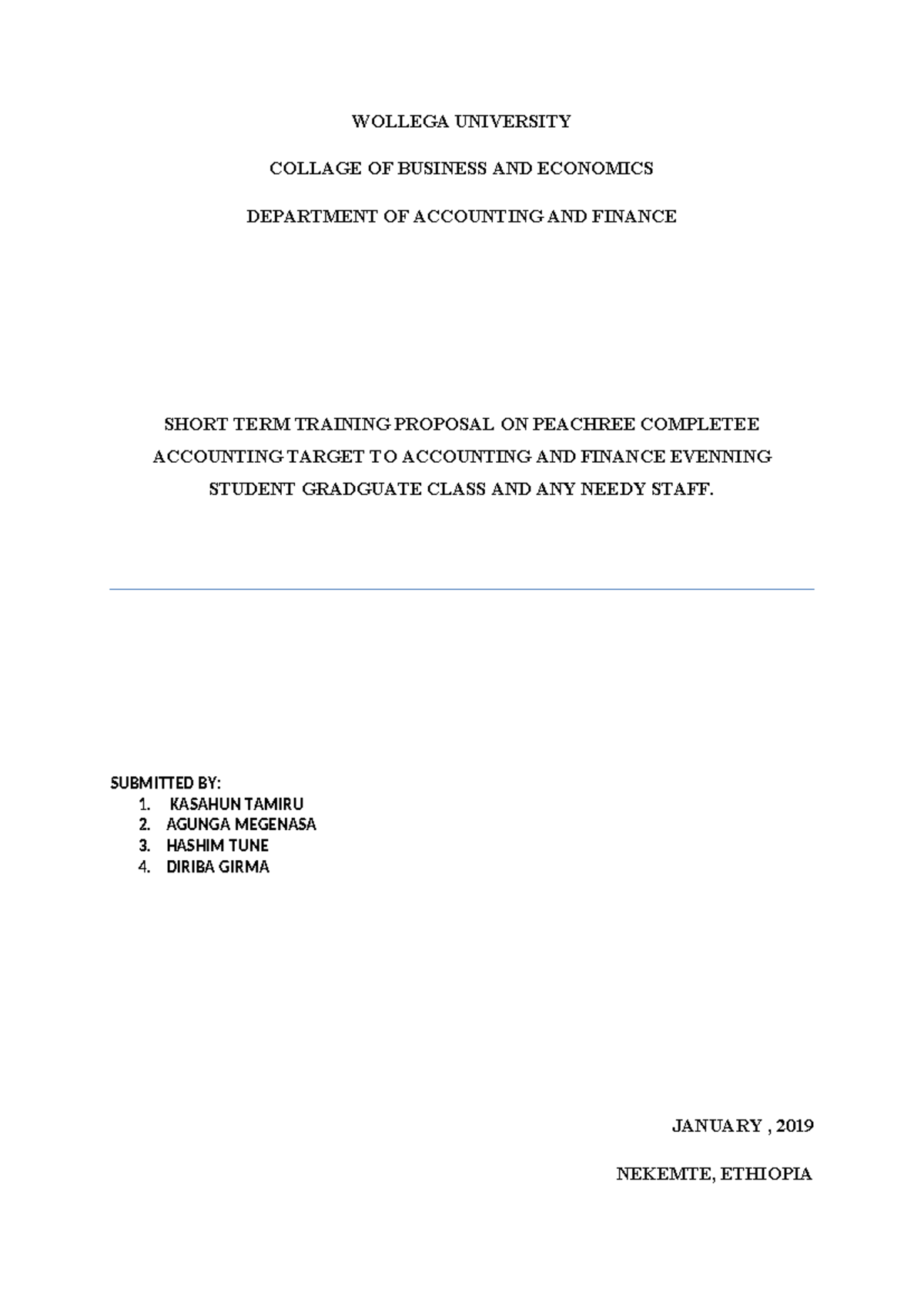 Short Term Training Proposal on Peachtree Complete Accounting for ...