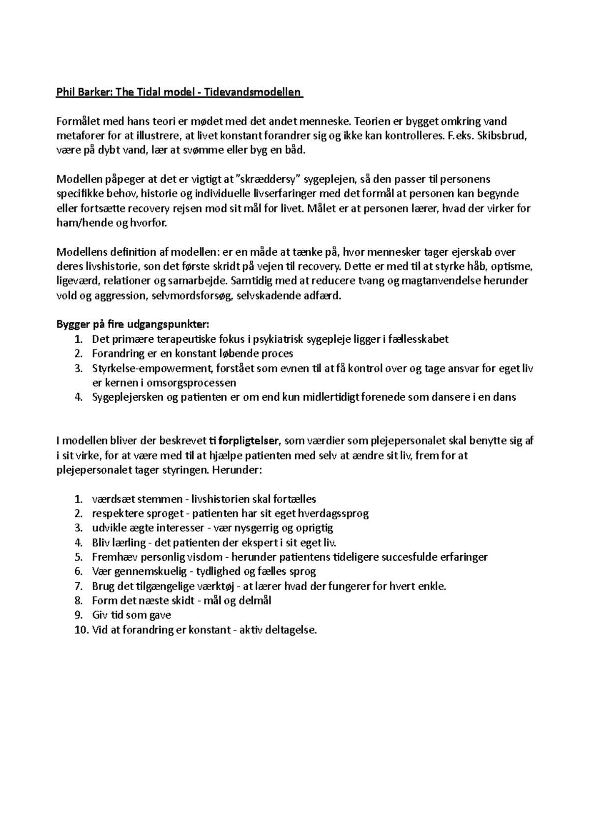 Phil Barker - Tidal Model in Psychiatric Nursing Theory - Studocu