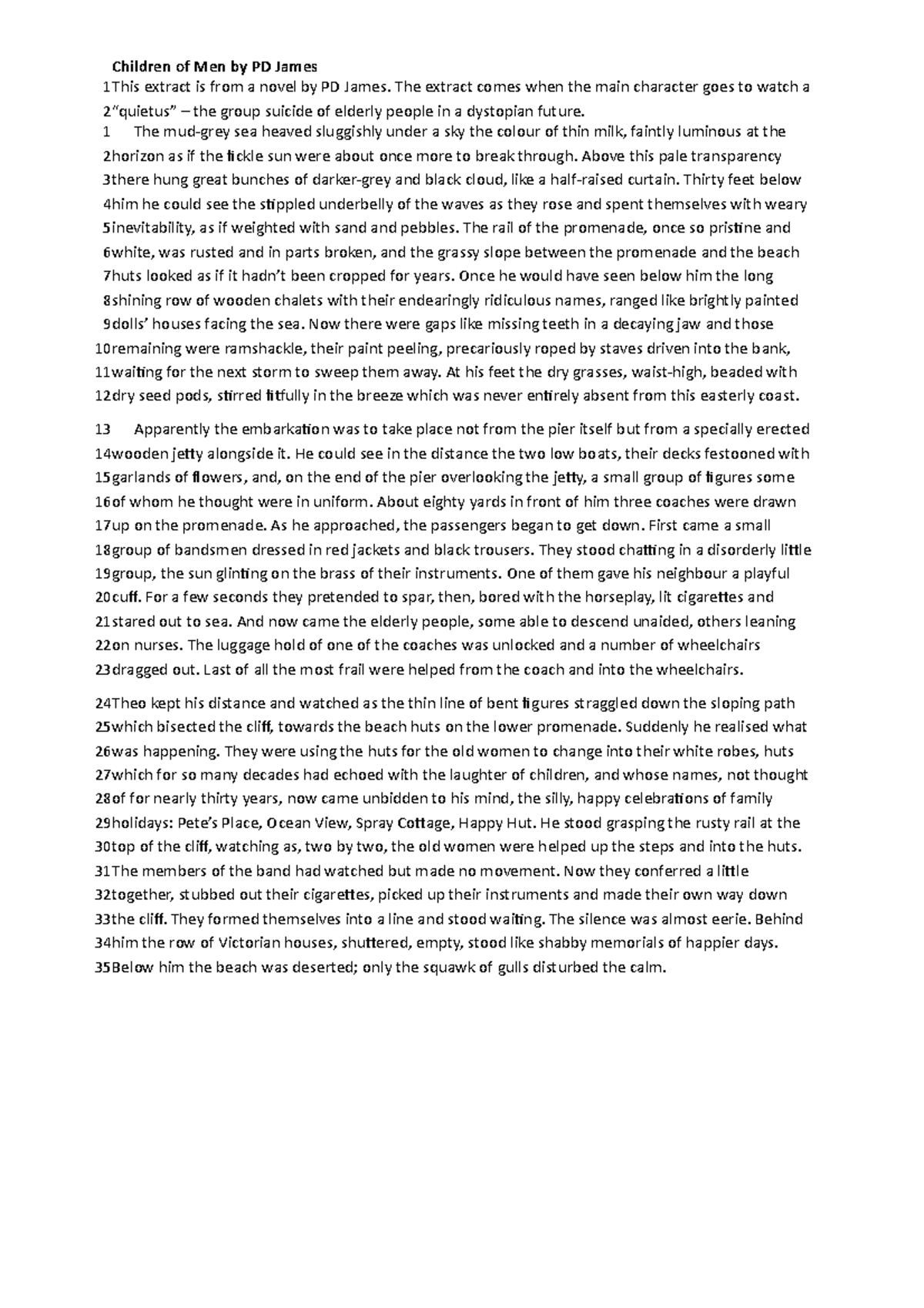 Children of Men - Analysis and Themes from PD James' Novel - Studocu