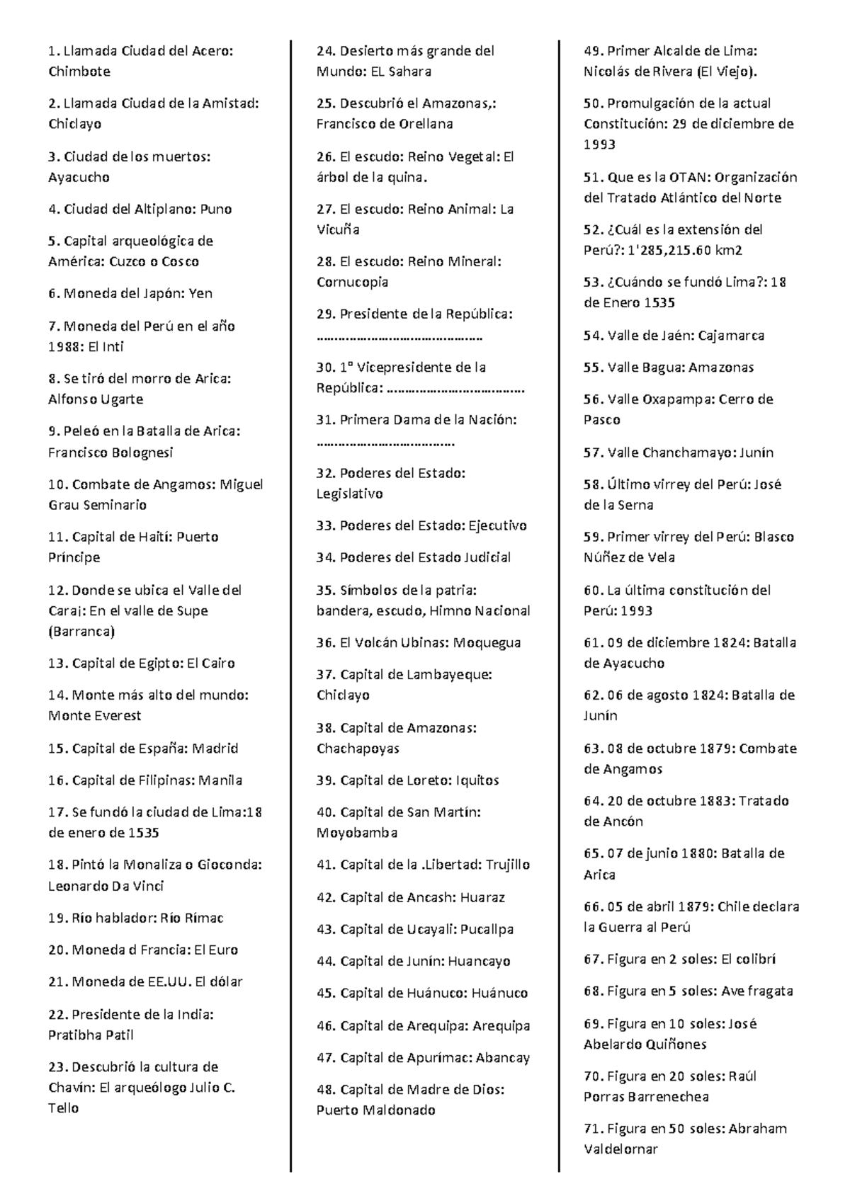 Cultura General: 278 Preguntas Clave para el Examen - Studocu