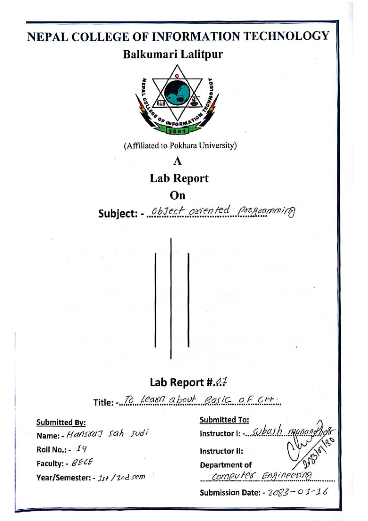 OOP Lab Reports: Basics, Conditionals, and Structures in Ctt - Studocu