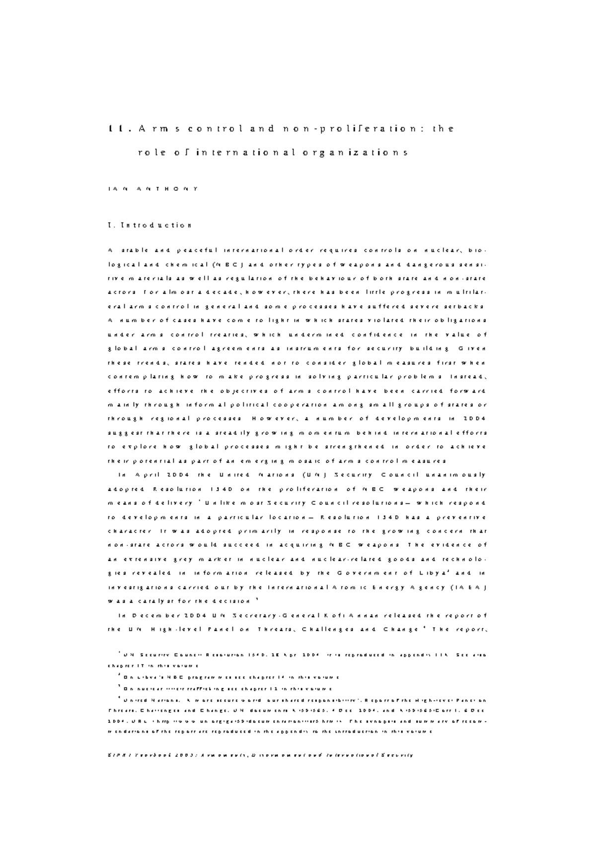 Role of International Organizations in Arms Control and Disarmament ...