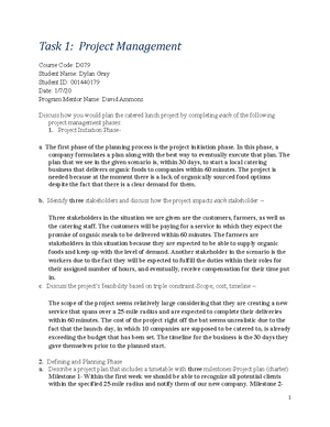 Task 1 : Project Management (RNM1) - Task One Submission (RNM1) Name ...