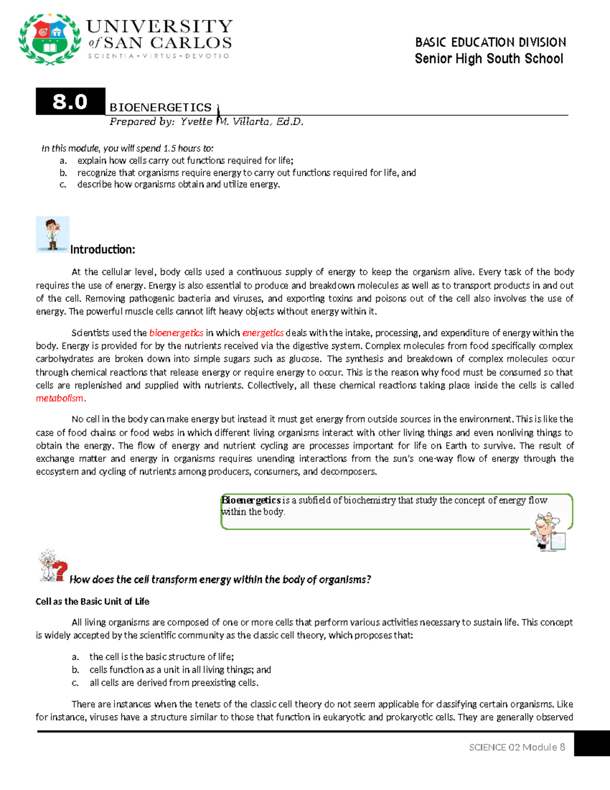Module 8 - Bioenergetics-1 - Copy - Bioenergetics is a subfield of ...