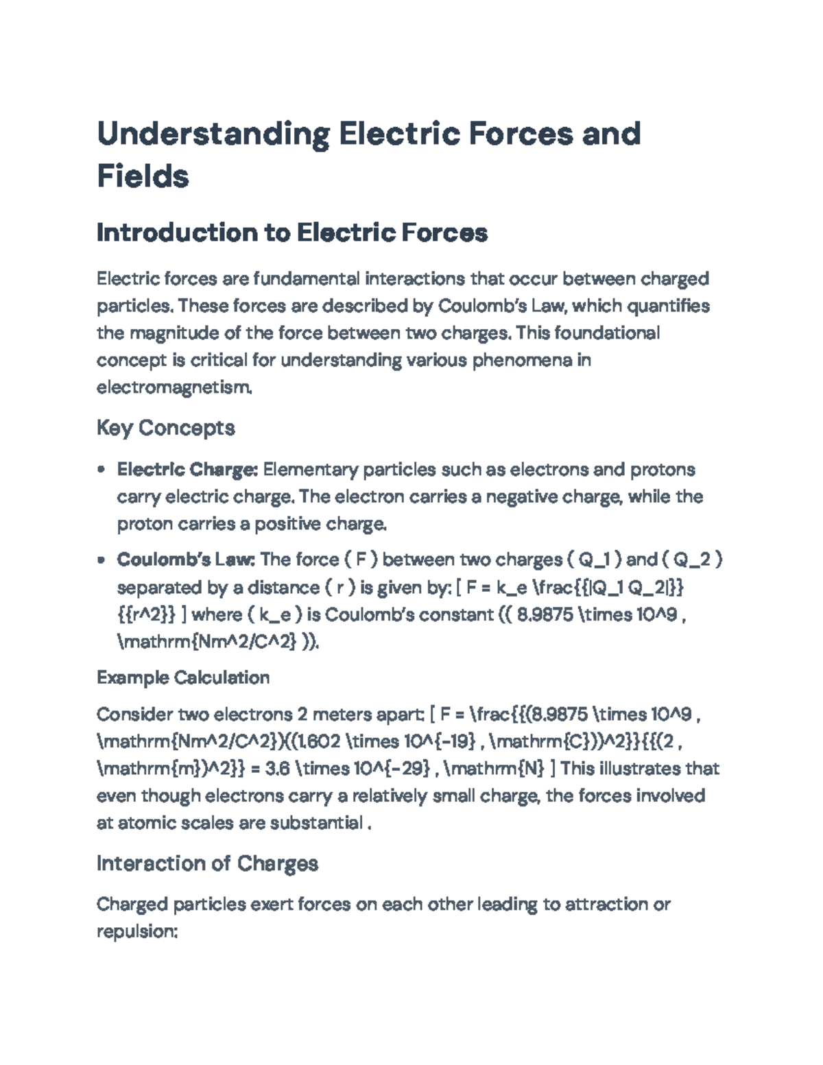 Understanding Electric Forces and Fields: Key Concepts and Applications ...