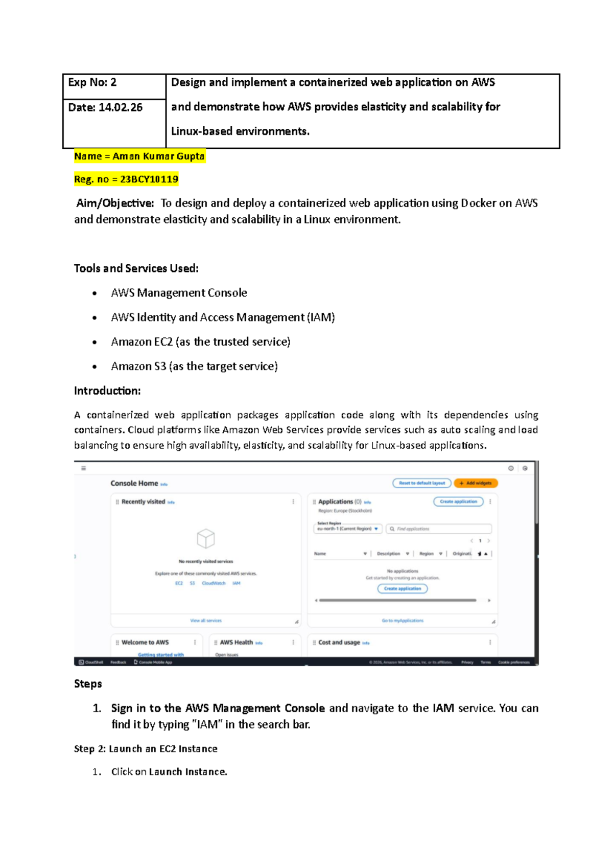 AWS Lab 02: Containerized Web App Design & Deployment on AWS - Studocu