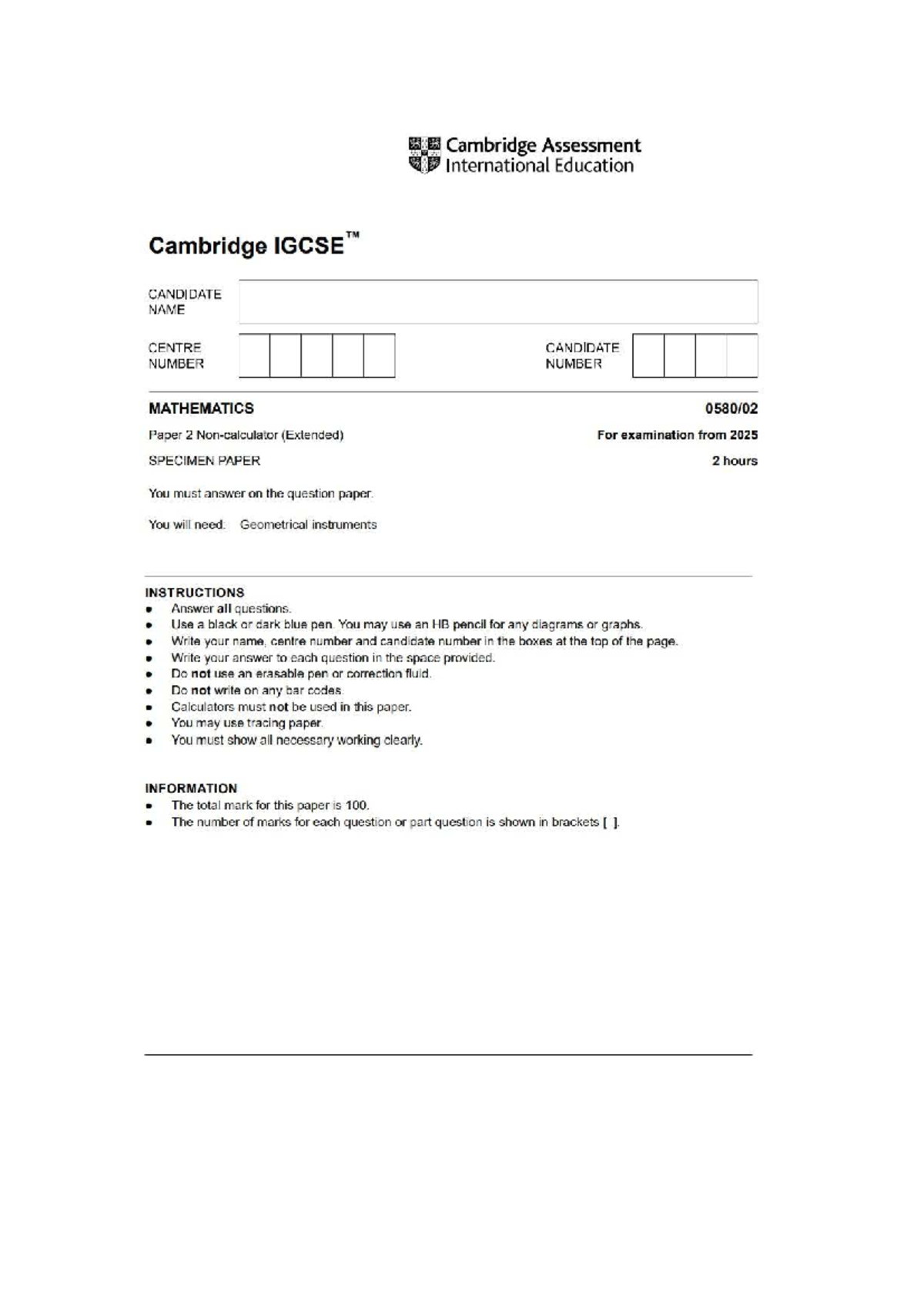 IGCSE Math Paper 2: Cost Calculations, Journey Time & Geometry - Studocu