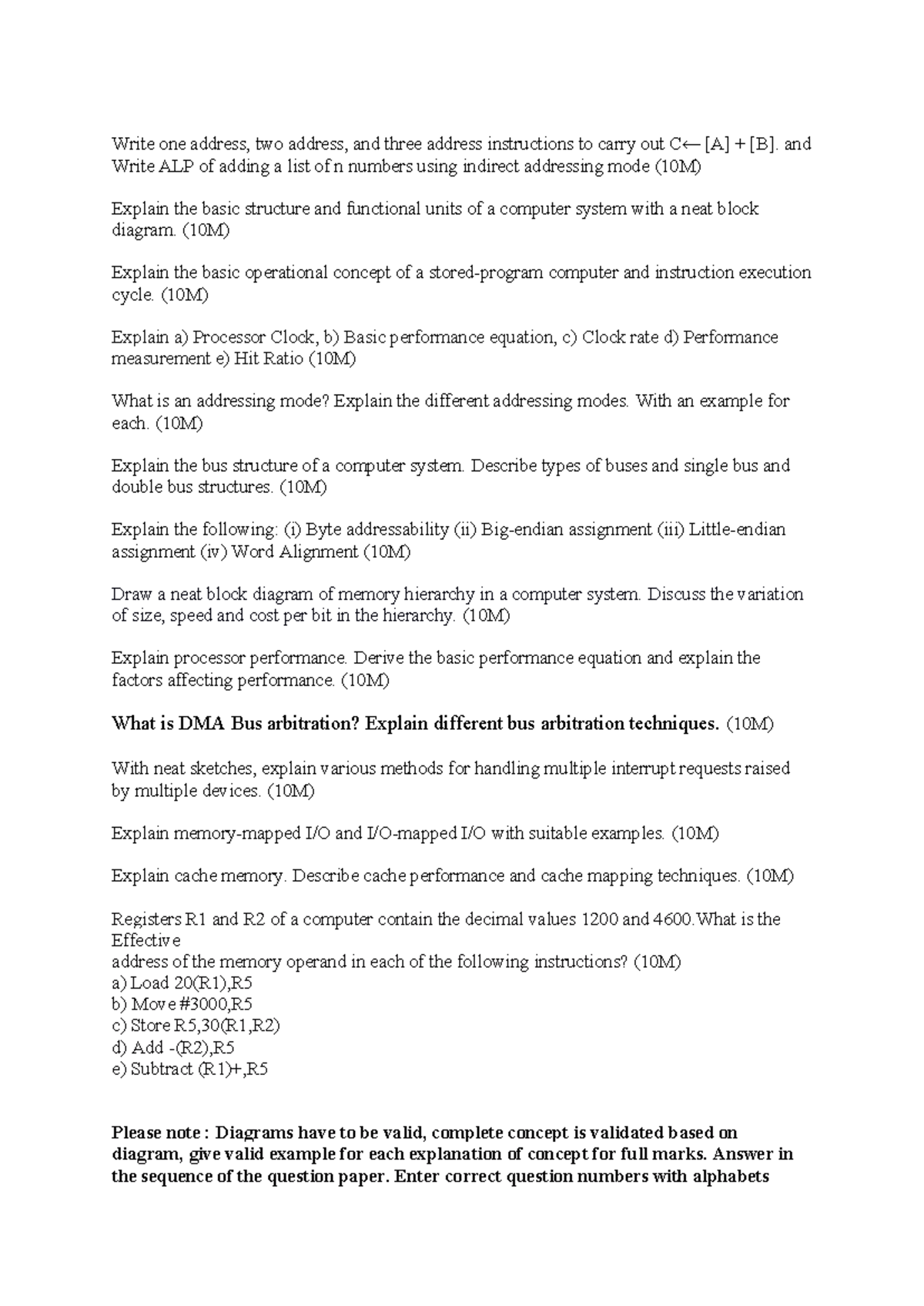 Computer Architecture & Addressing Modes - Question Bank (10M) - Studocu