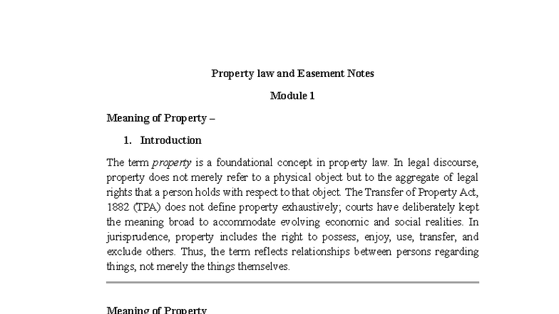 Property Law and Easement Notes: Module 1 Overview of Property Concepts ...