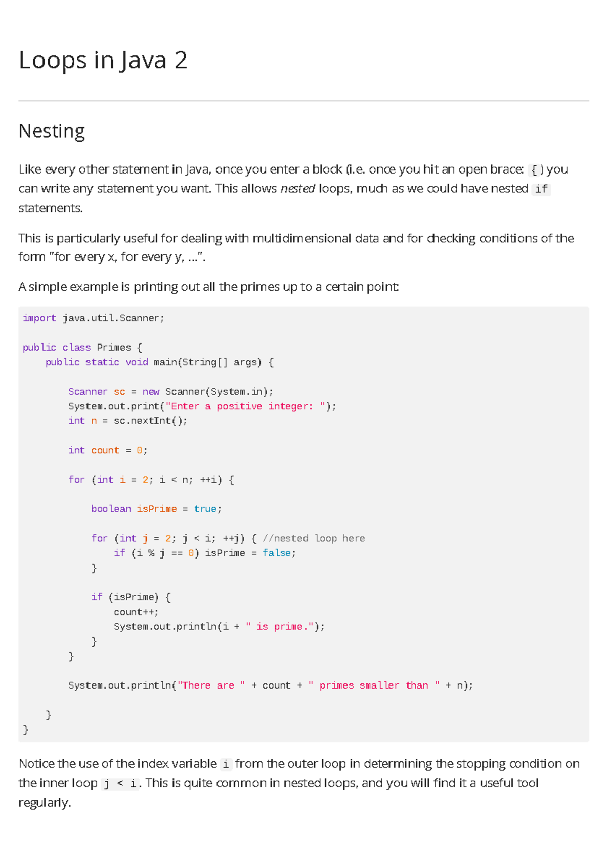 Java Nested Loops: Concepts, Examples, and Applications (CS101) - Studocu