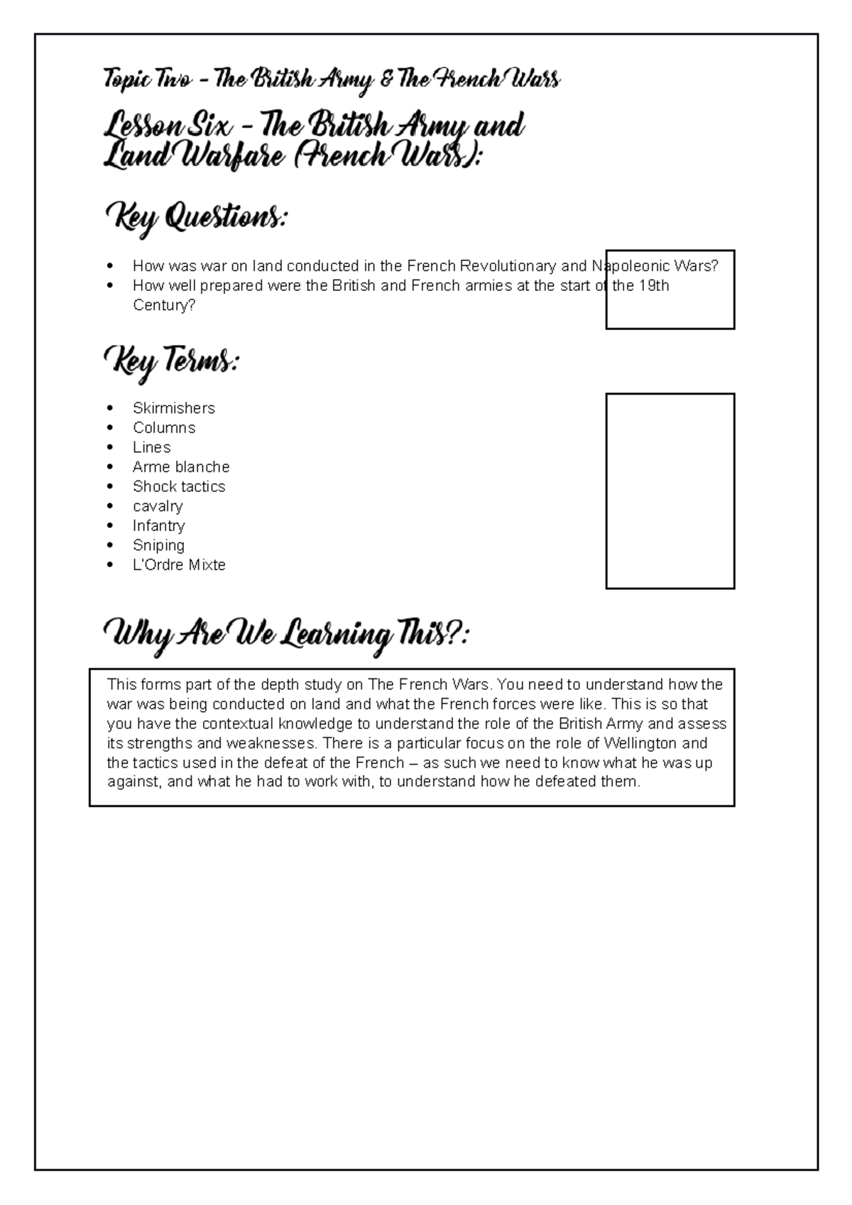 A-Level History Lesson 6 Notes: British Warfare in the French Wars ...