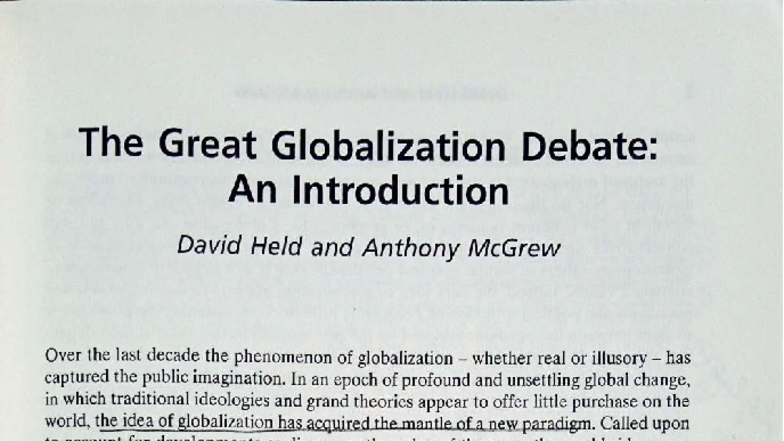 The Great Globalization Debate: Insights and Perspectives (Course Code ...