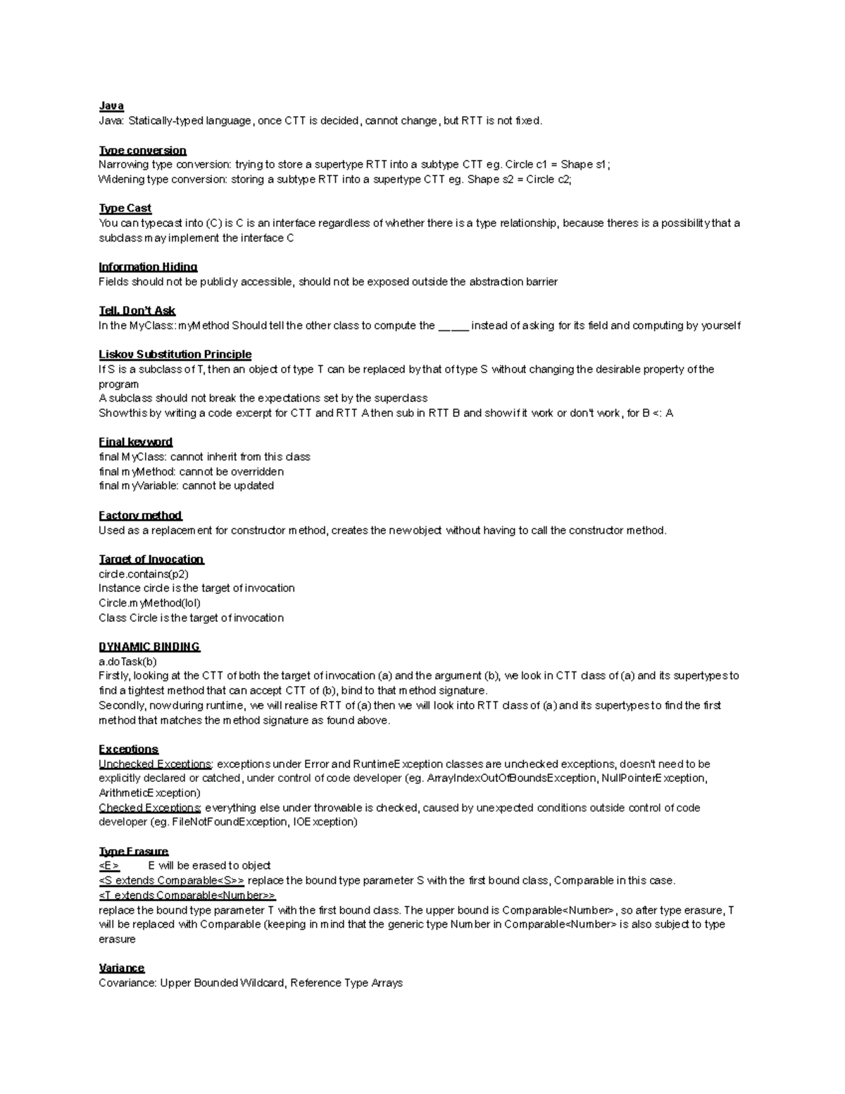 CS2030S Practical Cheatsheet - Java Java: Statically-typed language, once CTT is decided, cannot ...