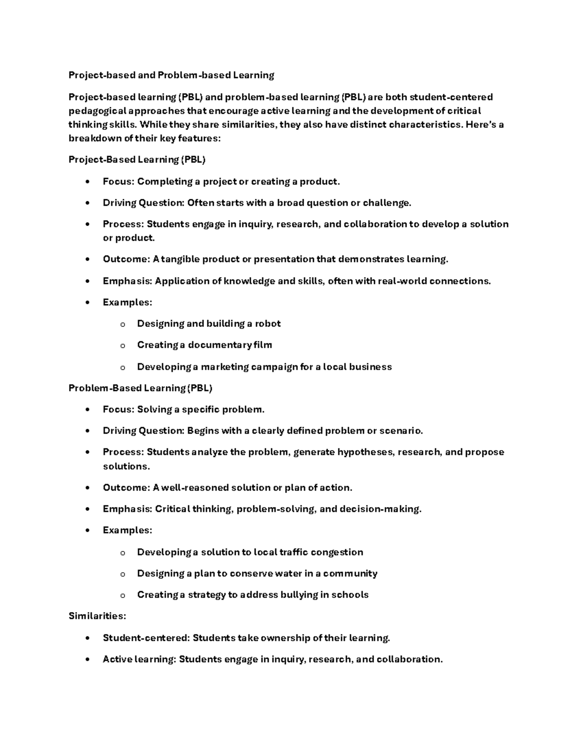 Project Based Vs Problem Based Learning Key Features And Comparisons